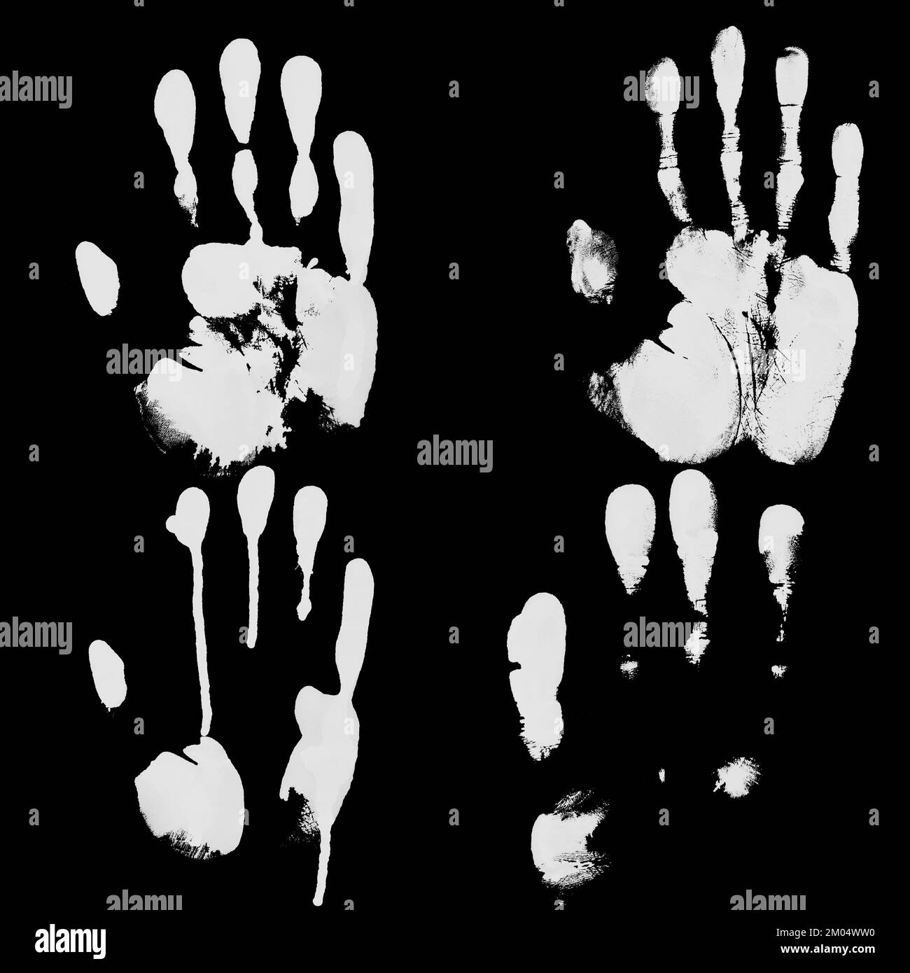 4 differenthandprint, texture handprint, handprint on black background ...