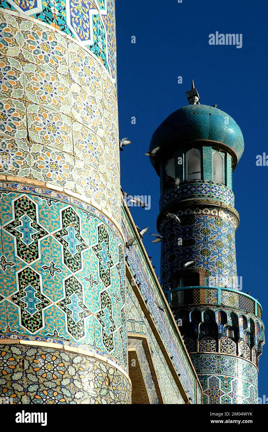 Herat in western Afghanistan. The Great Mosque of Herat (Friday Mosque or Jama Masjid). Tiles on ...