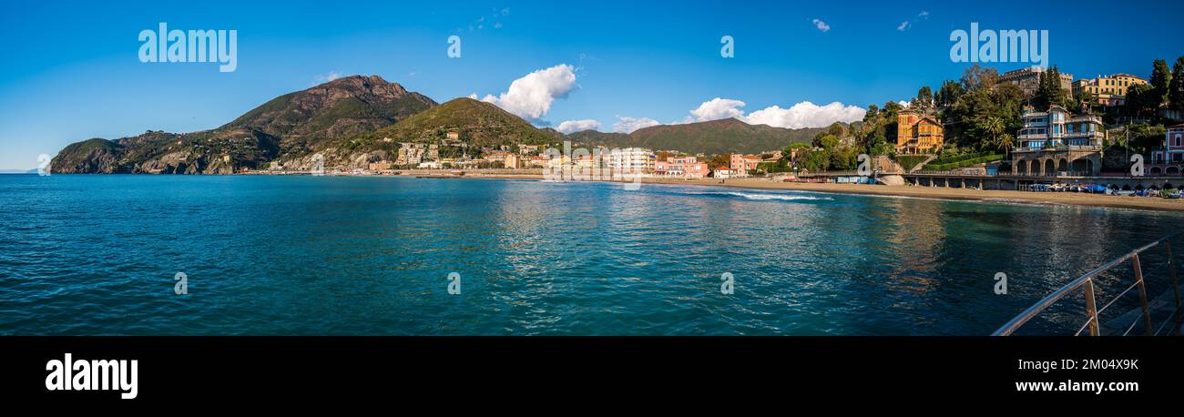 View of the gulf of Levanto in the Italian Riviera, near Cinque Terre ...