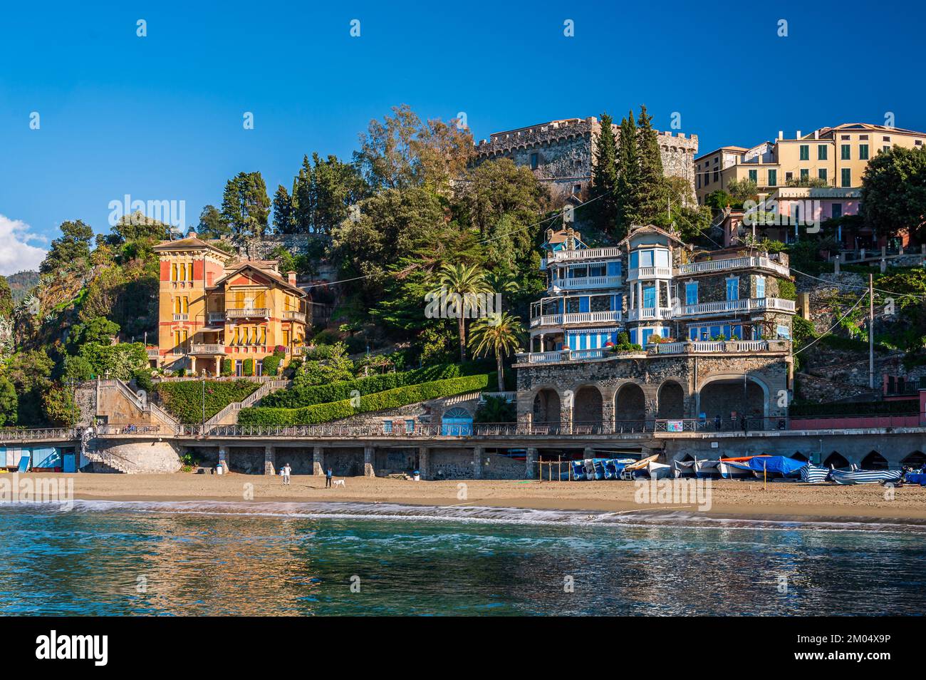 Ancient villa on the beach in the village of Levanto, on the Italian ...