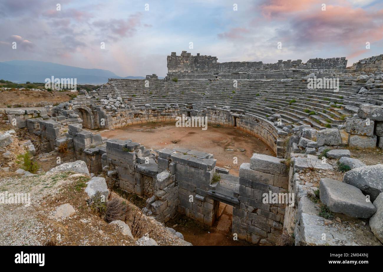 Xanthos Ancient City. Grave monument and the ruins of ancient city of ...