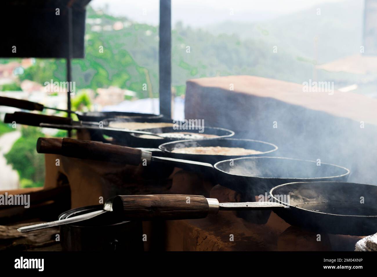 Pan on the Traditional Cook Stove Stock Photo - Alamy