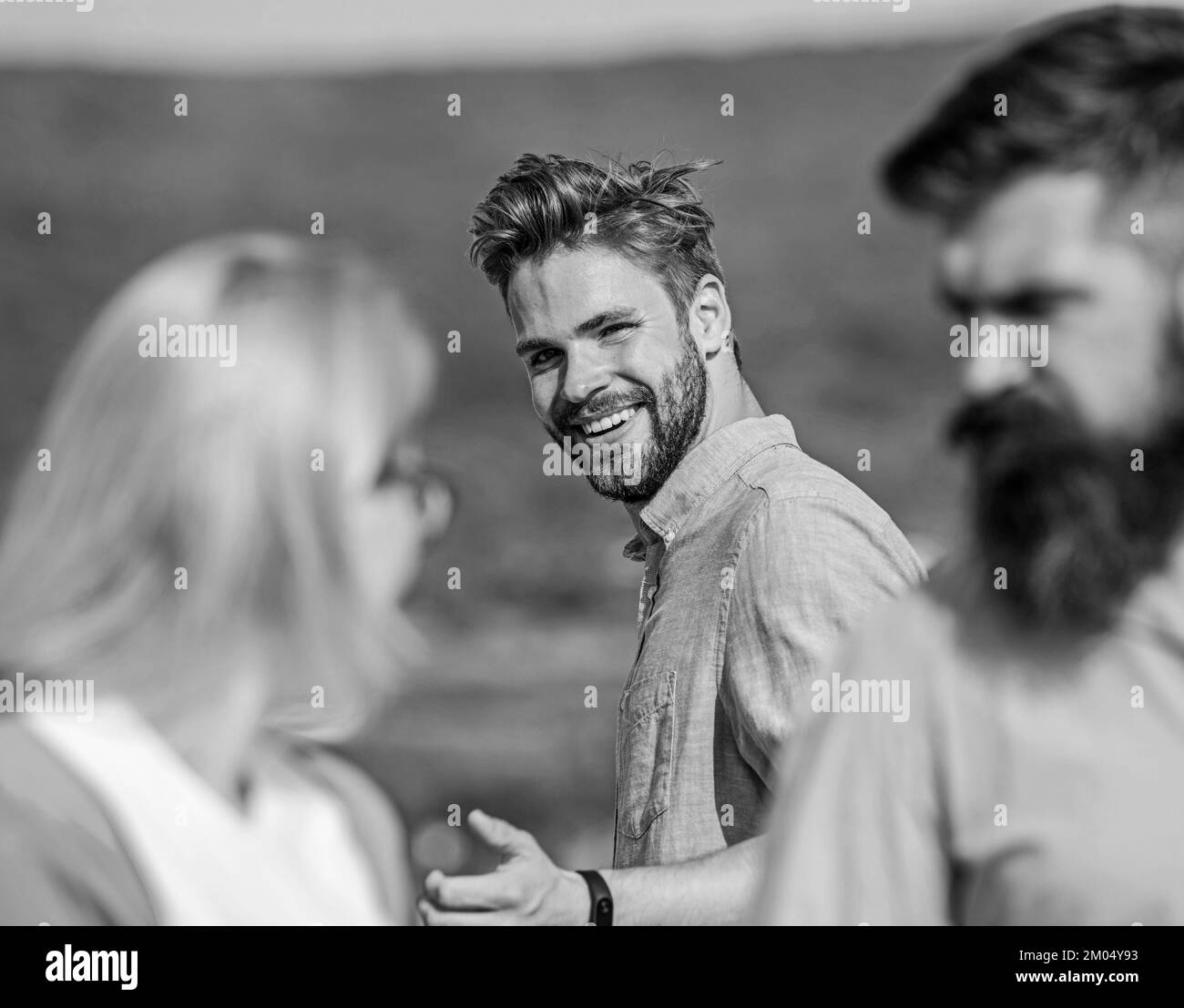 Man with beard jealous aggressive because girlfriend interested in ...