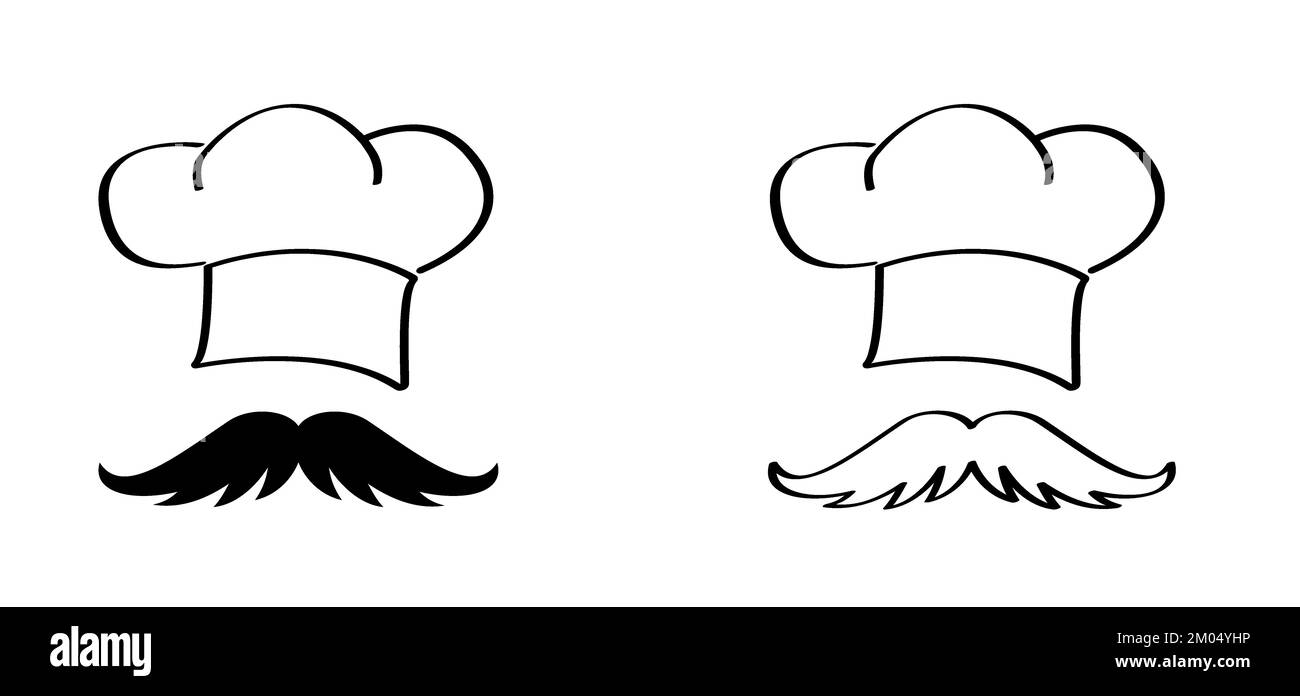 Cartoon chef cap with mustache symbol. Chef hat or cap. Kitchen cook or ...