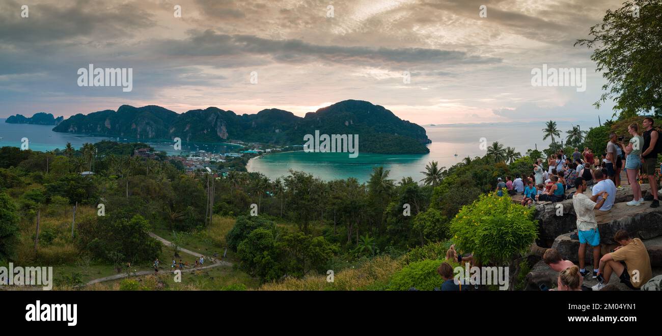 Phi Phi Island, Krabi, Thailand. 2 December 2022. Tourists watching the ...