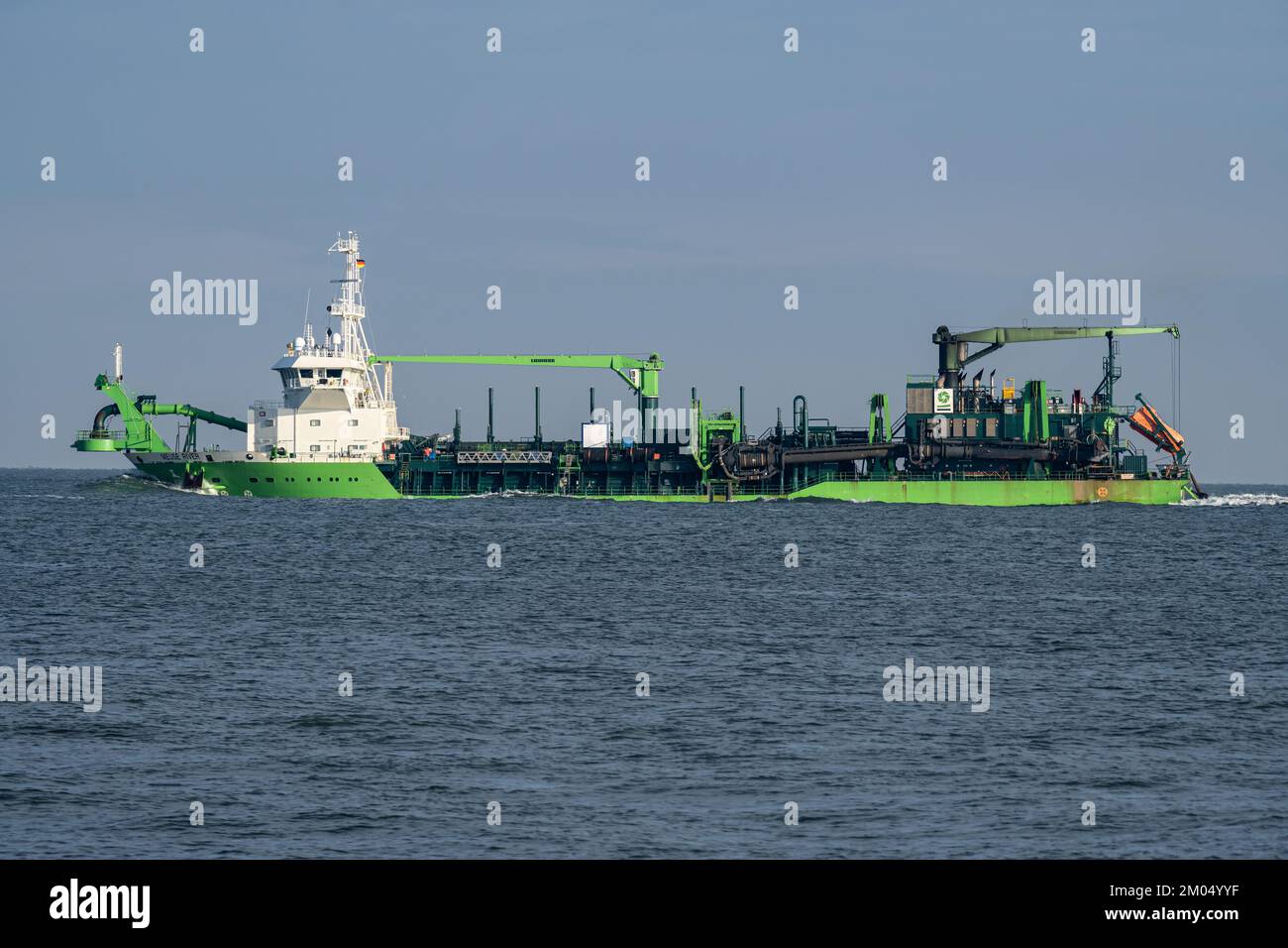 DEME trailing suction hopper dredger MEUSE RIVER on the river Elbe ...
