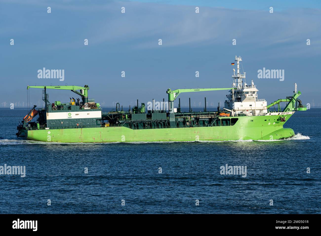 DEME trailing suction hopper dredger MEUSE RIVER on the river Elbe ...