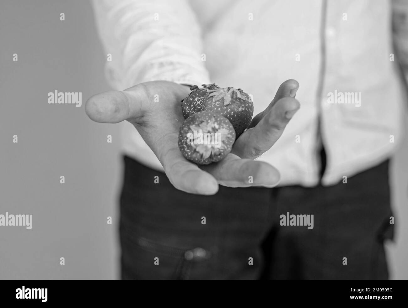 Close up ripe red strawberries Black and White Stock Photos & Images ...