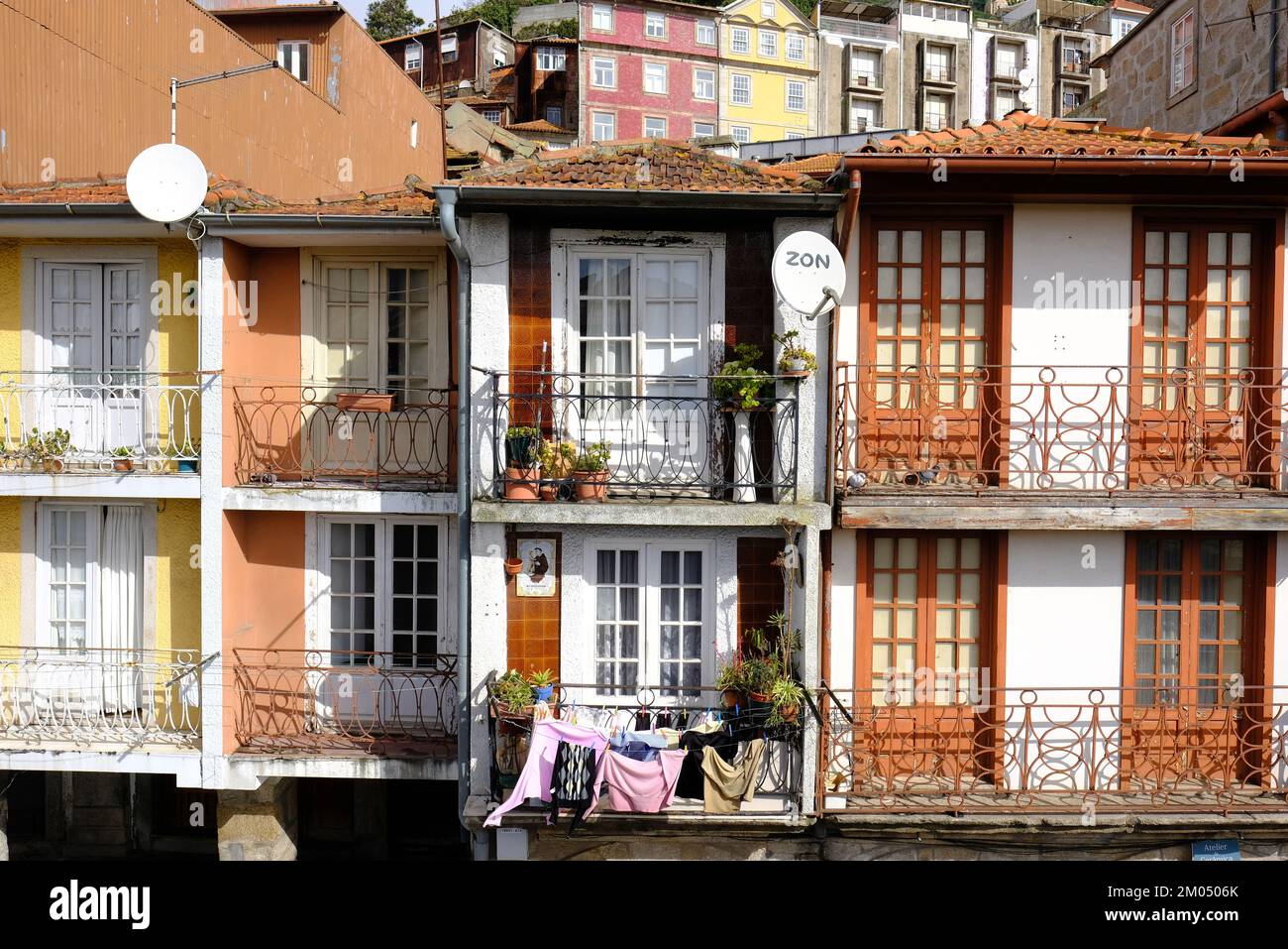 Porto Portugal - quaint local houses with balconies along the ...