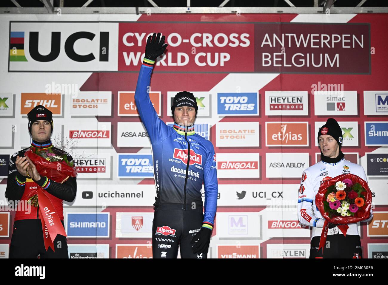 Belgian Wout Van Aert, Dutch Mathieu Van Der Poel and Belgian Michael ...
