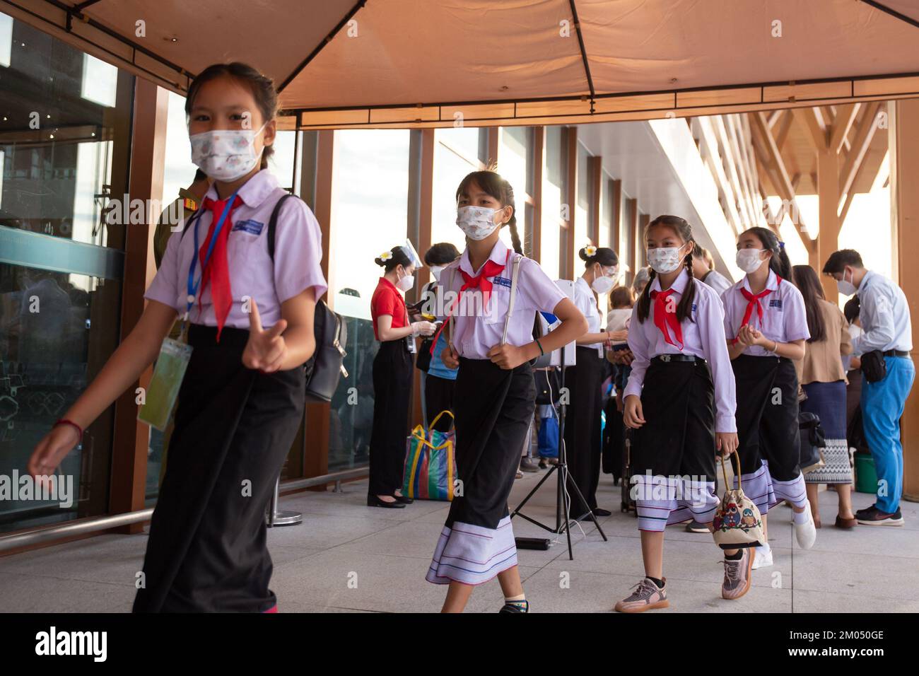 Vientiane, Laos. 1st Dec, 2022. Students from the China-Laos Friendship ...
