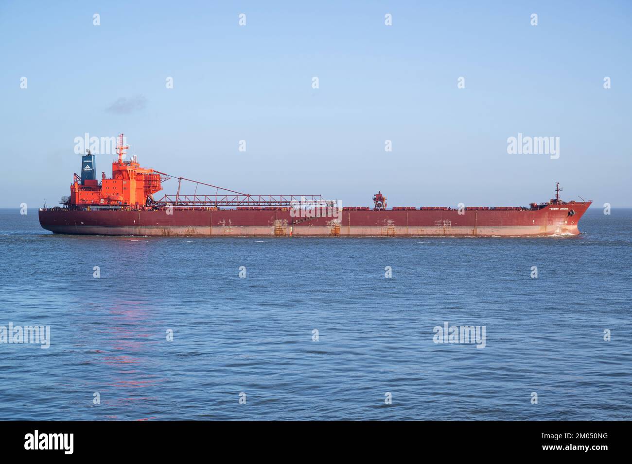 self discharging bulk Carrier YEOMAN BRIDGE on the river Elbe Stock ...