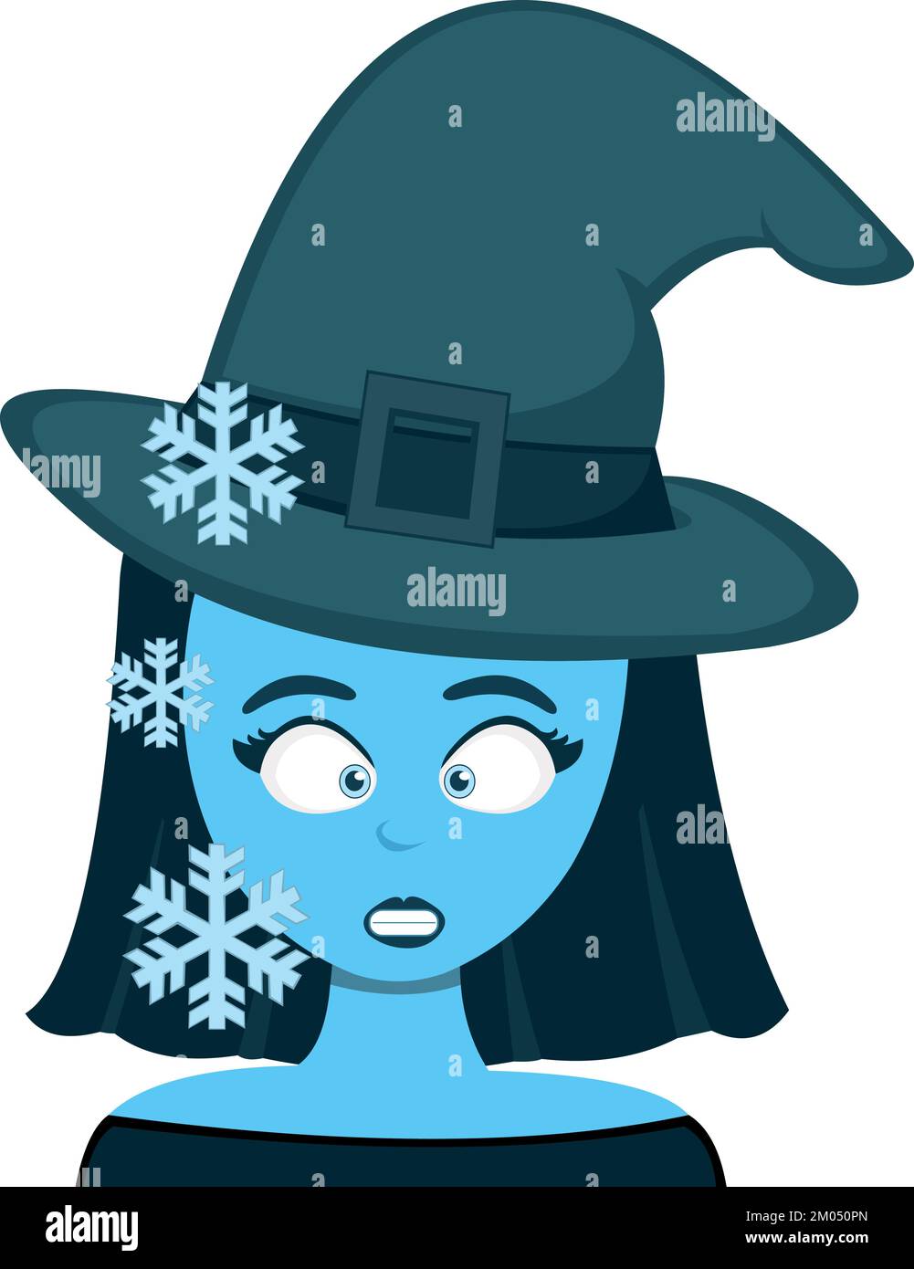 Vector illustration of a frozen cartoon witch with frost Stock Vector ...