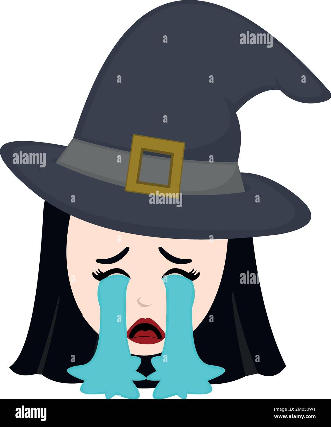 vector illustration of the face of a cartoon witch crying inconsolably ...