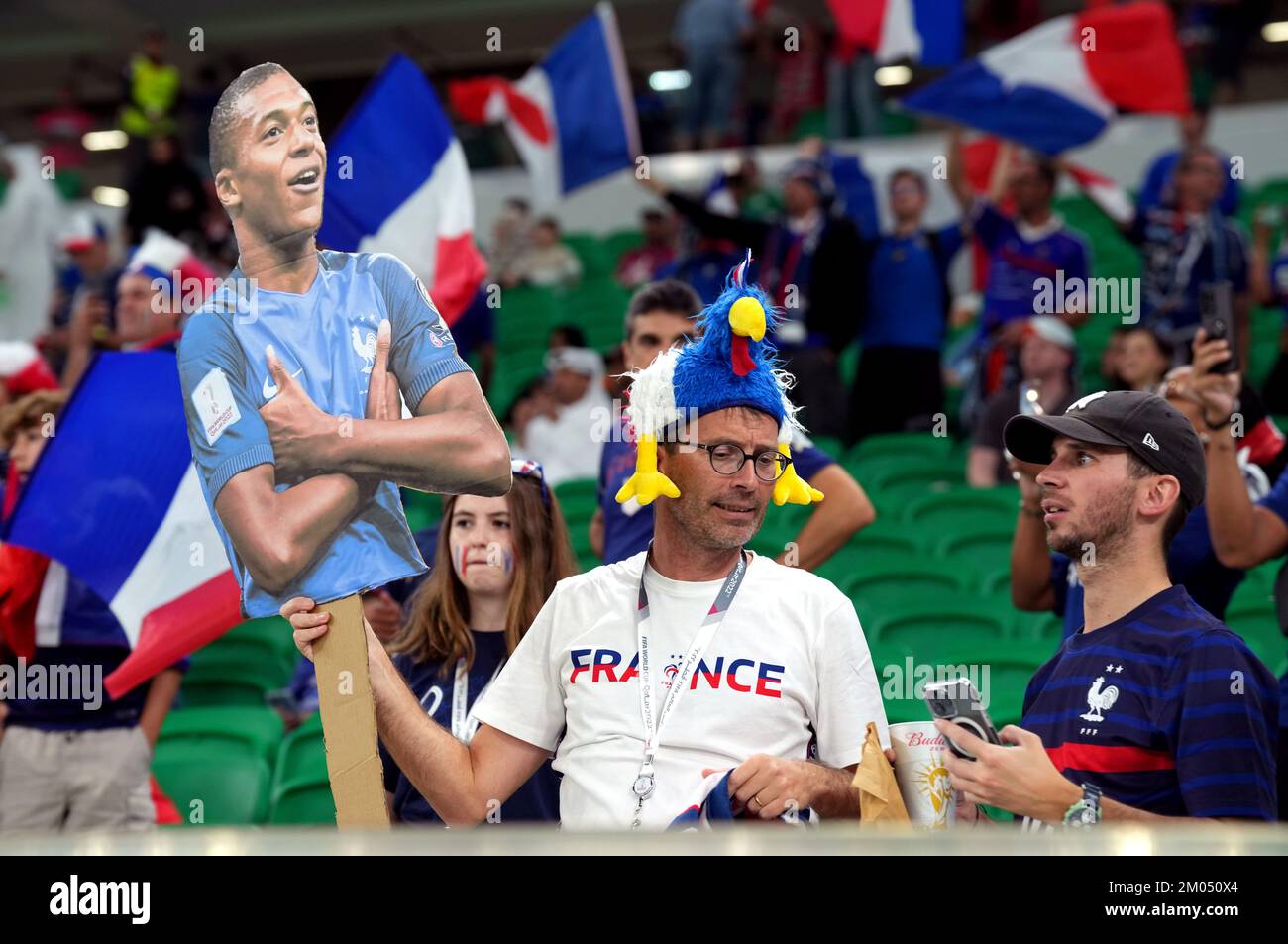 France fans with home made signs featuring Kylian Mbappe ahead of the ...