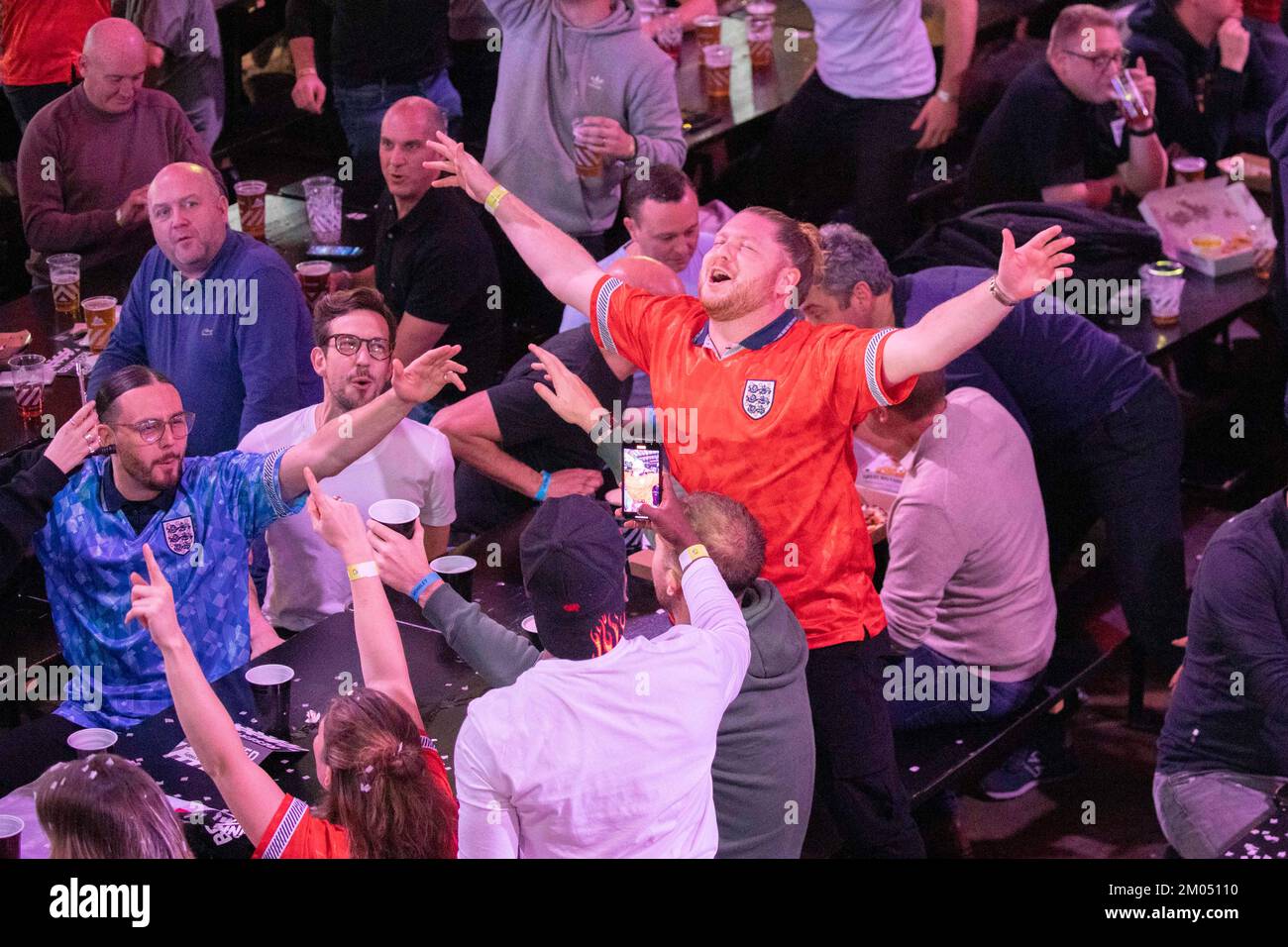 Football fans in support of England team gather at Boxpark Wembley to ...
