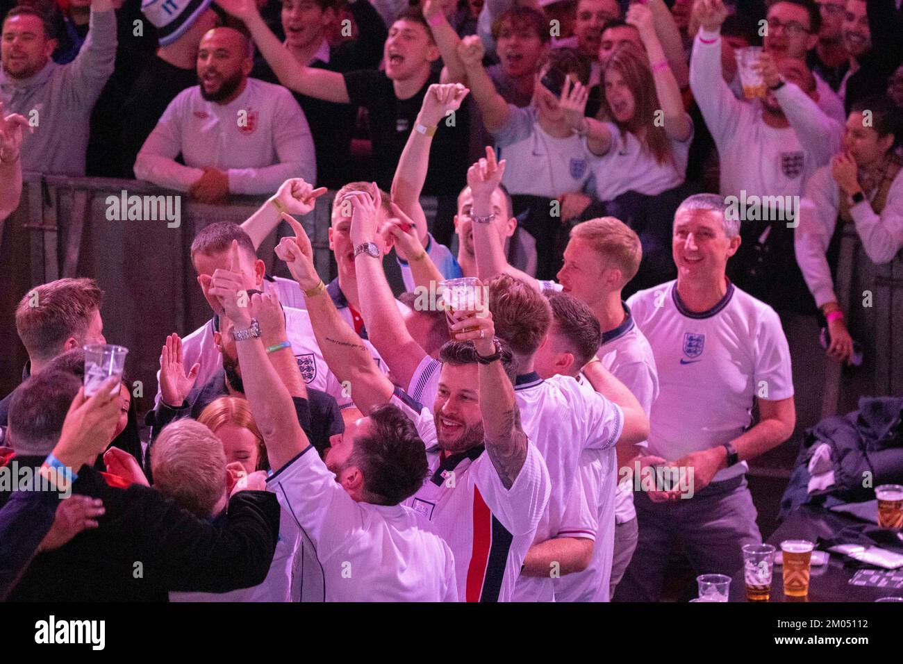 Football fans in support of England team gather at Boxpark Wembley to ...
