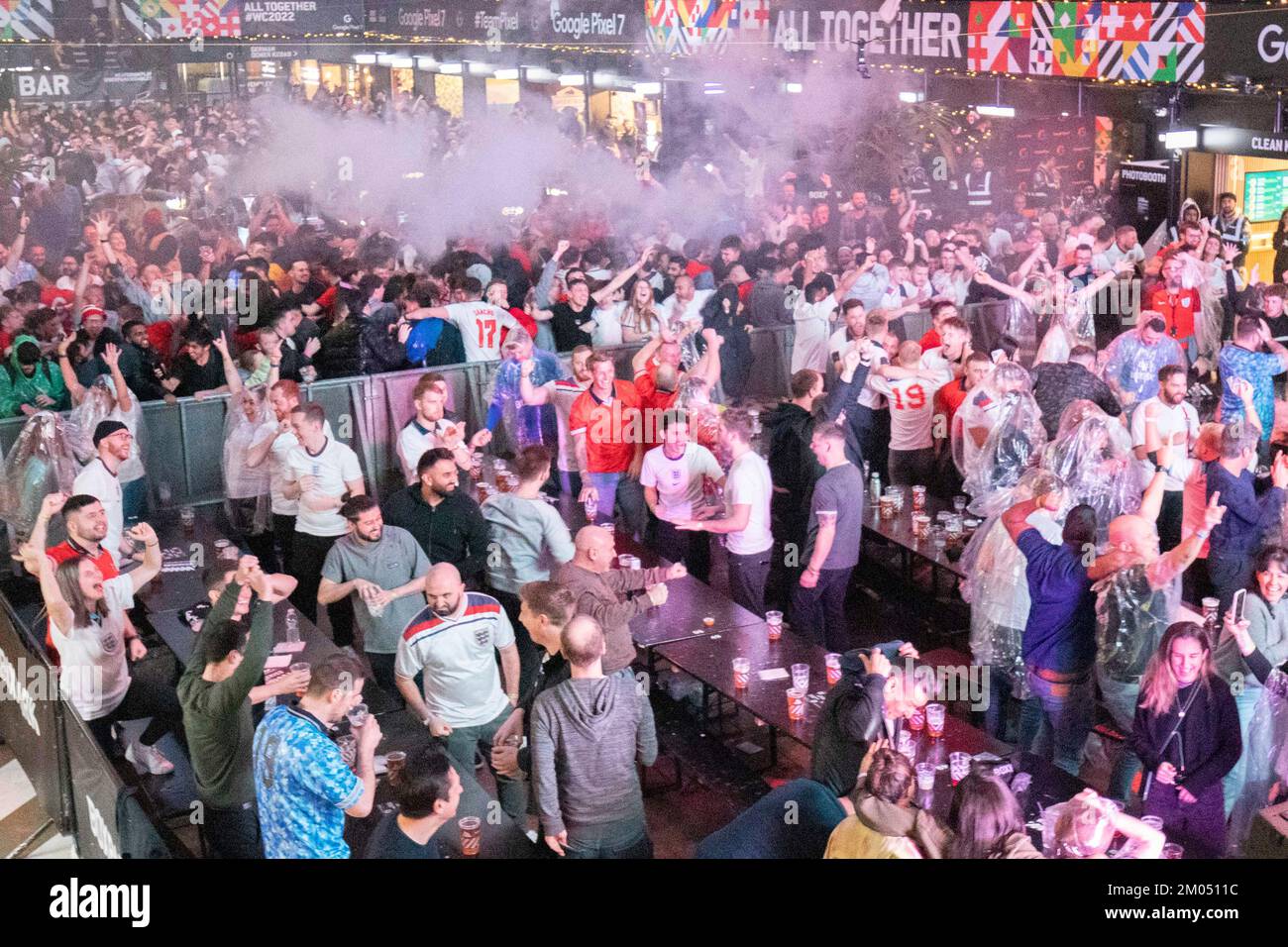 Football fans in support of England team gather at Boxpark Wembley to ...
