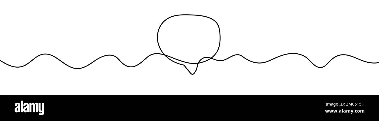 Continuous line drawing of speech bubble. One line drawing background ...