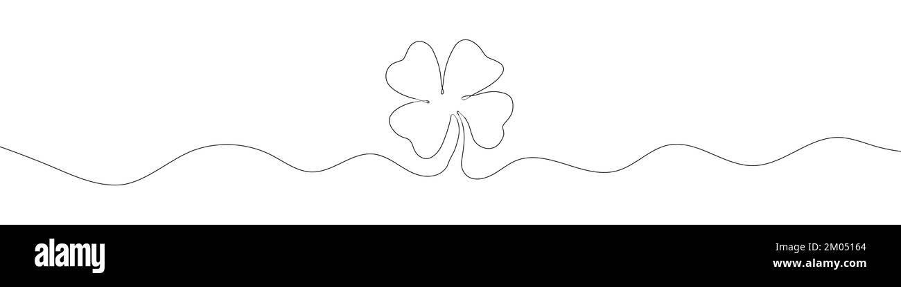 Continuous linear drawing of clover leaves. One line drawing background ...
