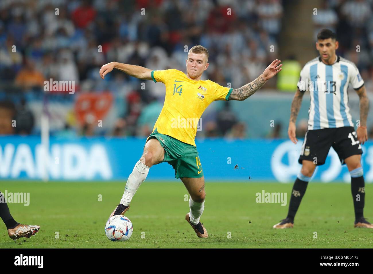 Al Rayyan, Qatar. 3rd Dec, 2022. Riley McGree (AUS) Football/Soccer ...