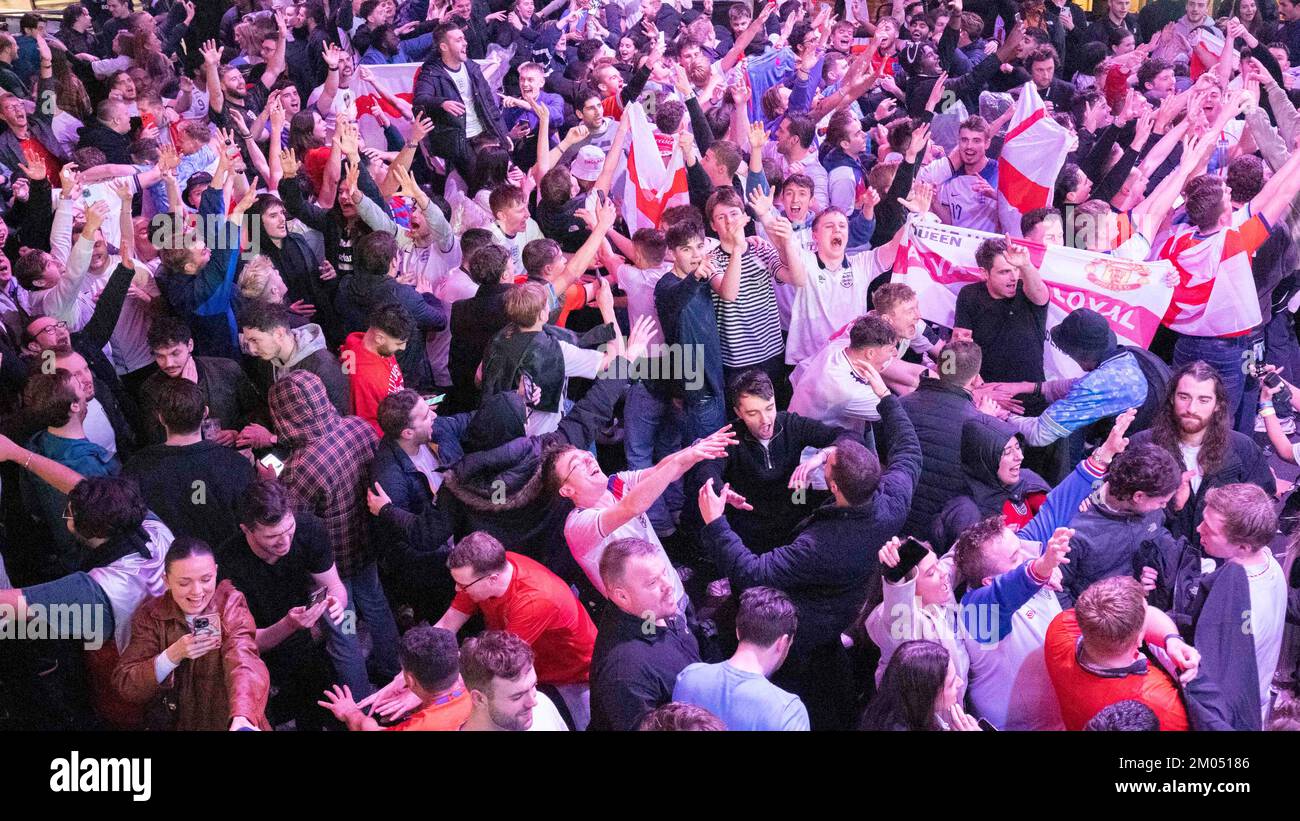 Football fans in support of England team gather at Boxpark Wembley to ...