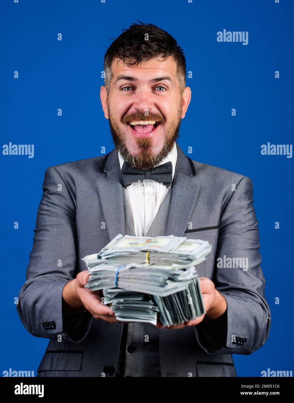 Businessman got cash money. Get cash easy and quickly. Cash transaction ...