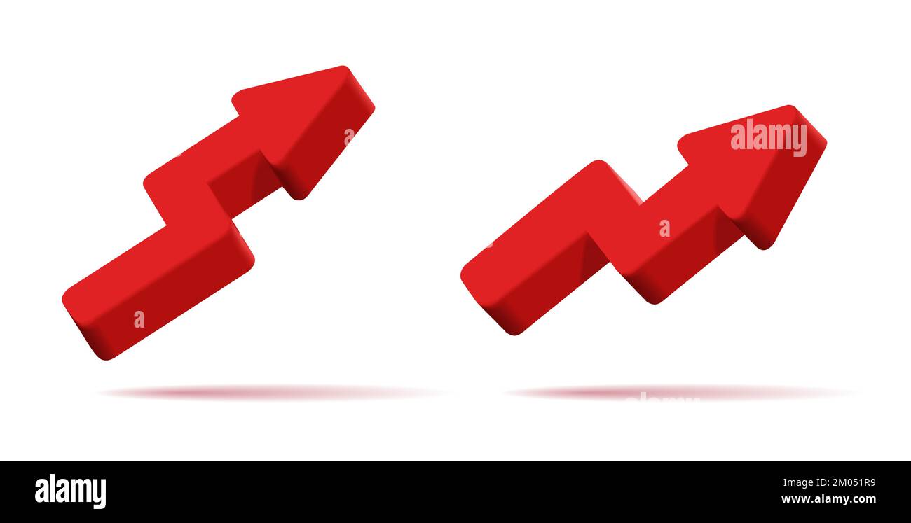 3d red arrow pointing up, cartoon render style, isolated graphic Stock ...