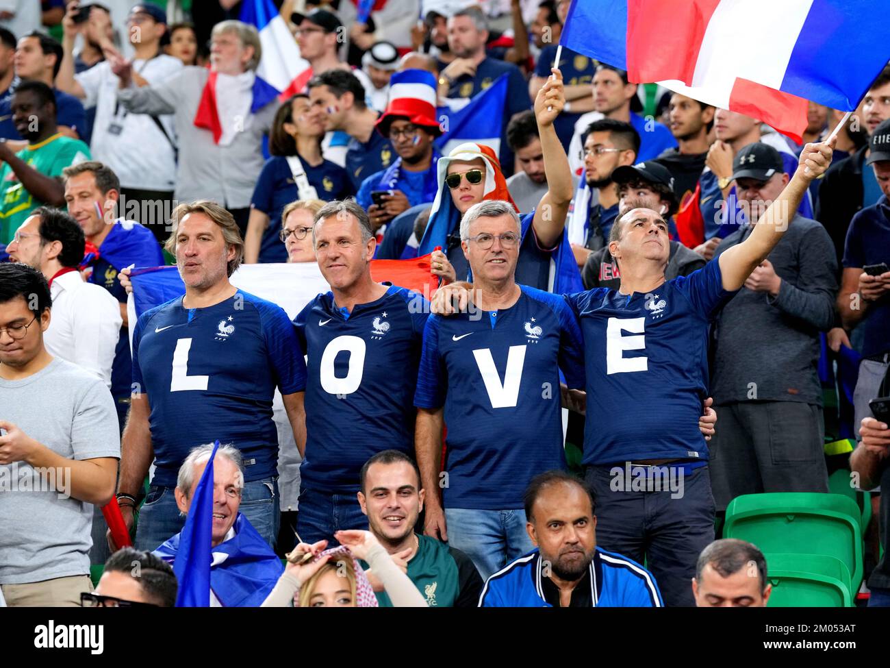 France fans wear shirts spelling out the word 'Love' in the stands ...