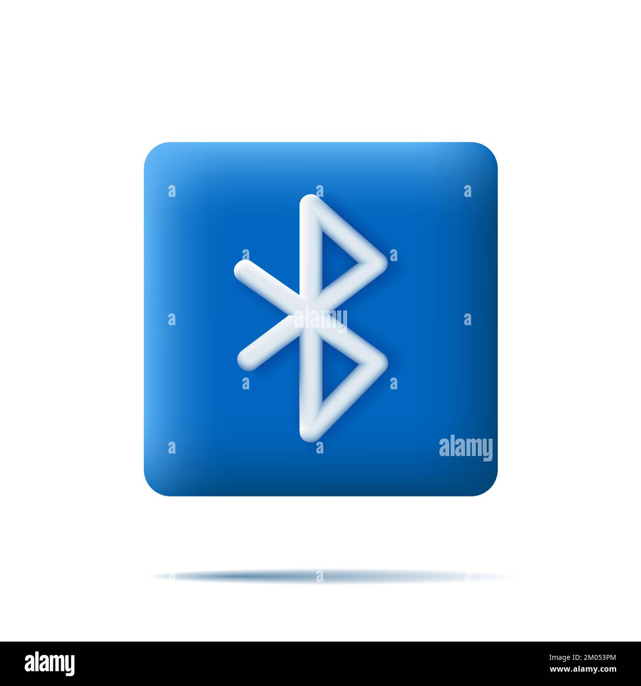 Bluetooth icon, 3d sign on blue square volume shape, isolated Stock ...