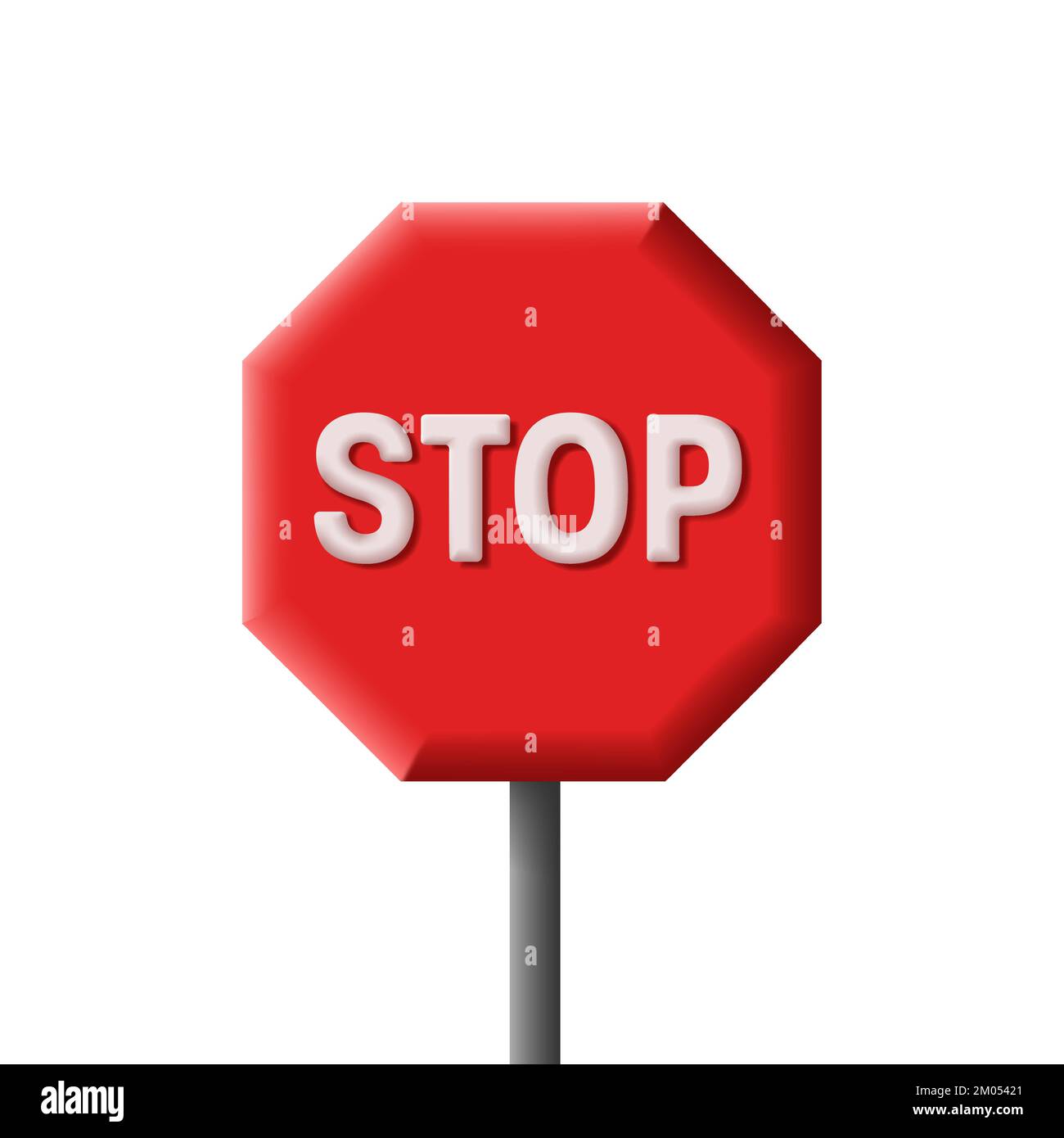 Stop traffic street sign, red octagon with white letters, 3d isolated ...
