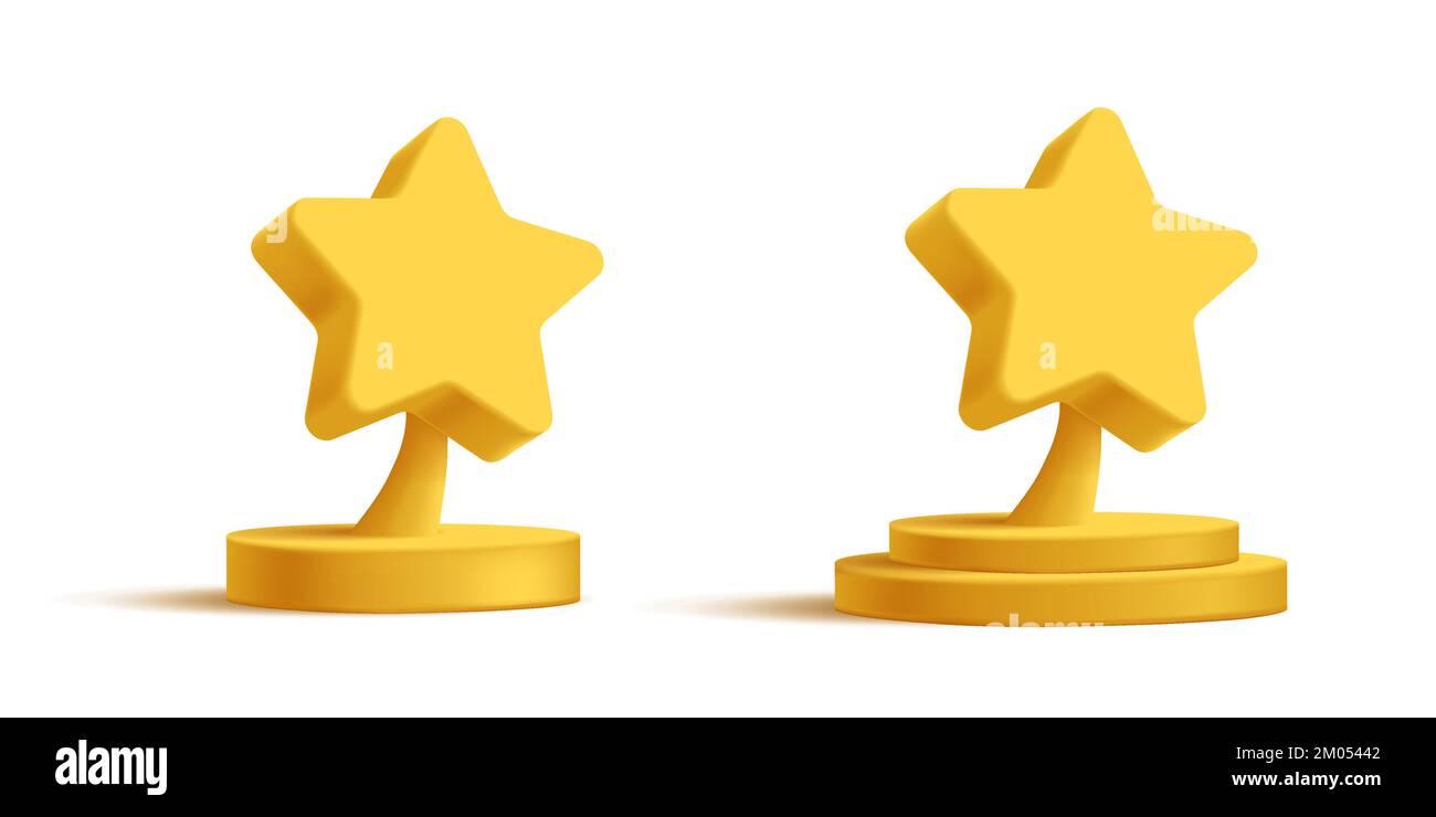 Star-shaped award, golden statuette on podium with empty place for ...