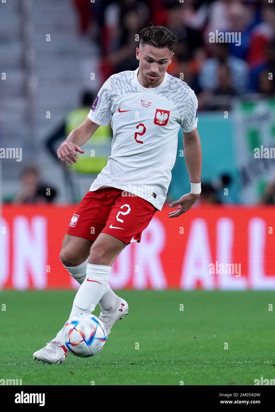 Poland’s Matty Cash during the FIFA World Cup Round of Sixteen match at the Al Thumama Stadium ...
