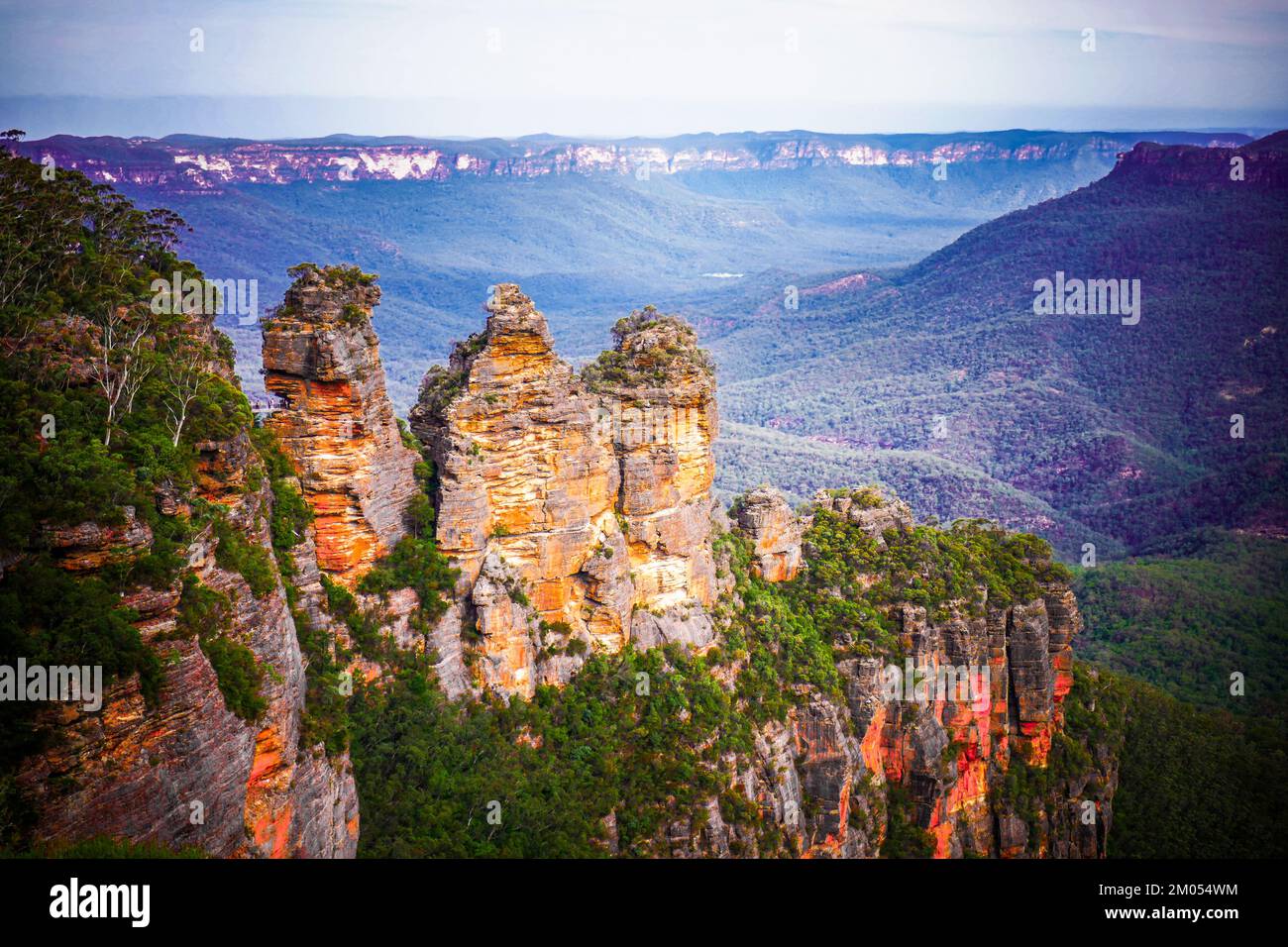 The Three Sisters rock formation in Jamison Valley, Australia Stock ...