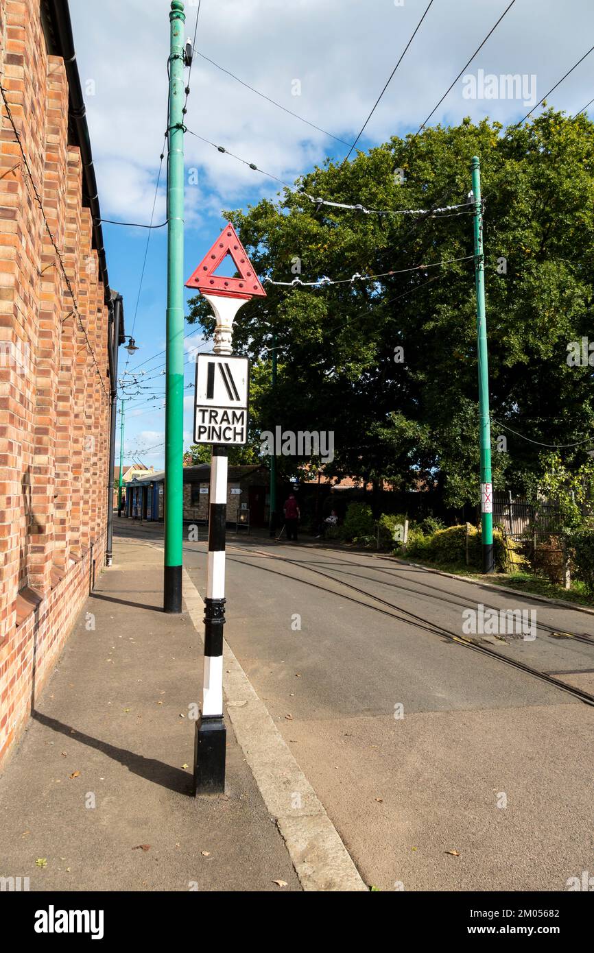Old Tram Pinch sign East Anglia Transport museum 2022 Stock Photo - Alamy