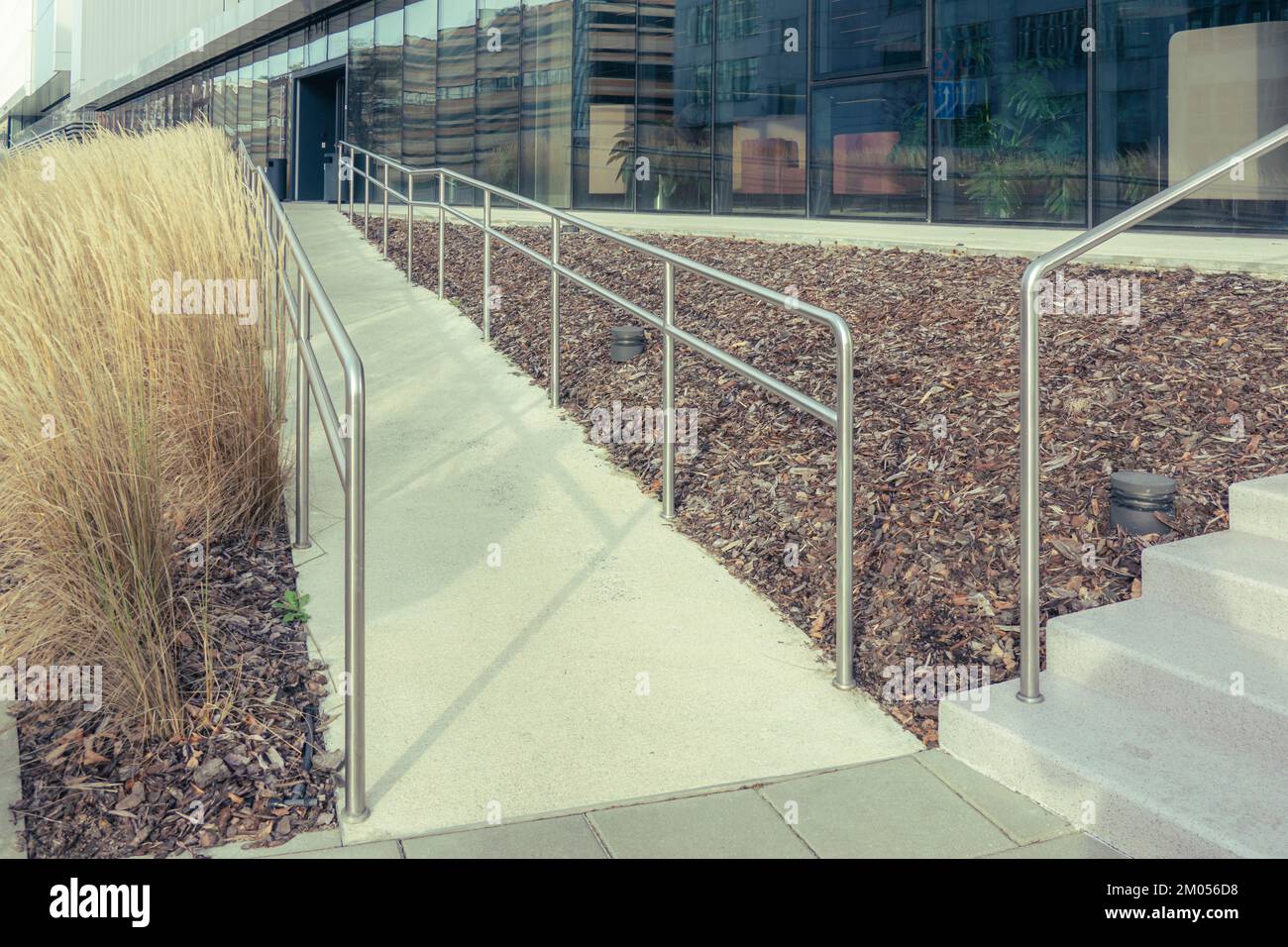 Modern design urban garden landscaping. Majestic ornamental feather ...