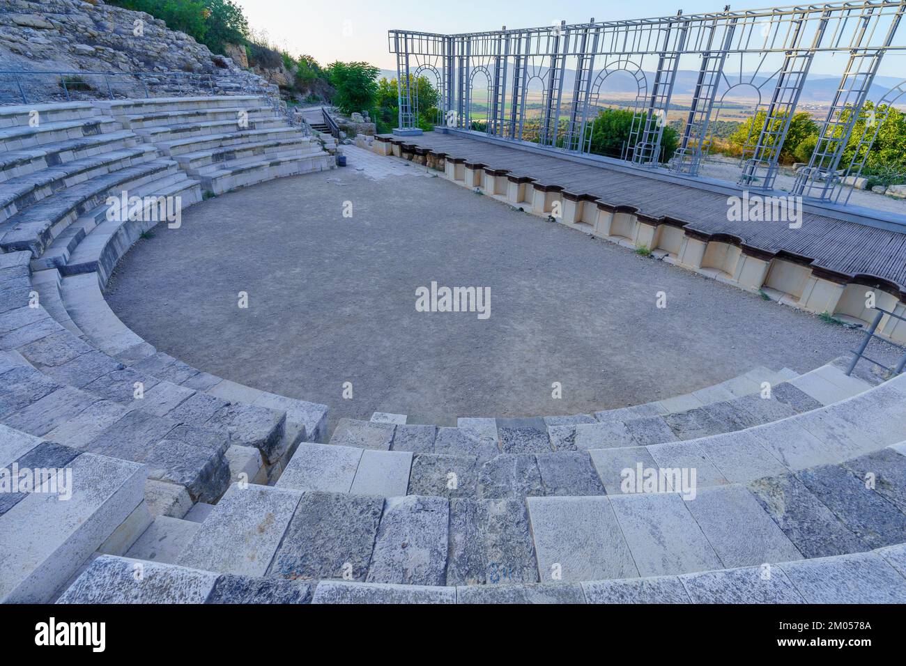 View of the ancient Roman Theater, in Tzipori National Park, Northern ...