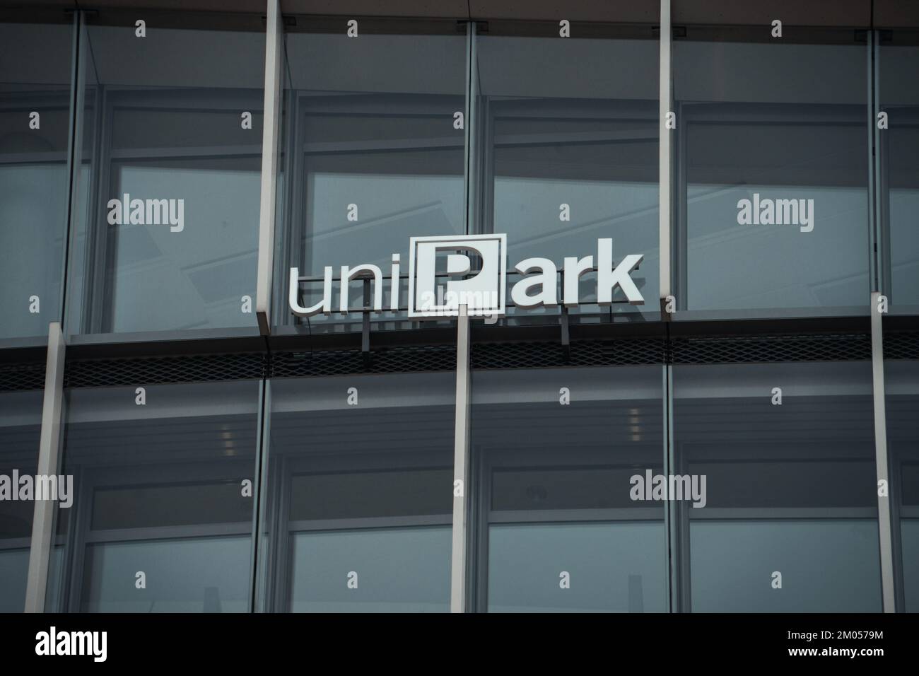 Vilnius, Lithuania - November 9, 2022: Unipark logo sign on modern ...