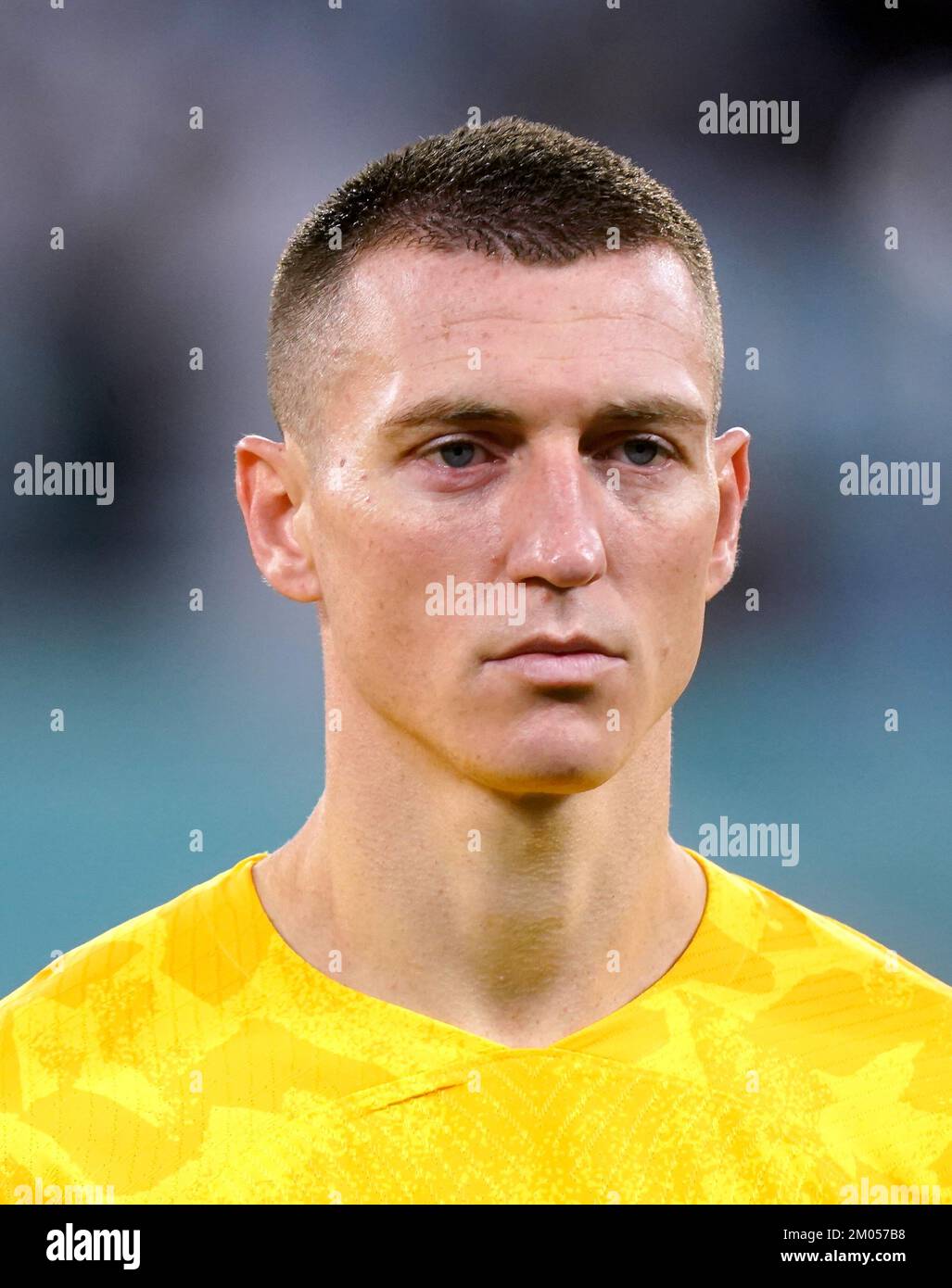 Australia's Mitchell Duke lines up on the pitch ahead of the FIFA World ...