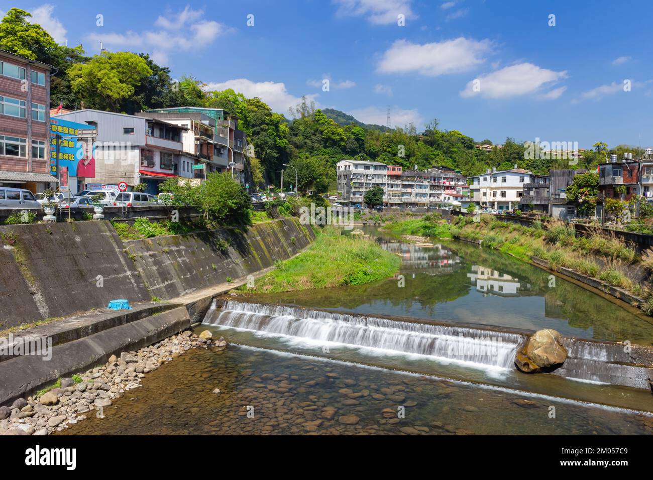 Taipei, MAR 10 2013 - Sunny view of the old street in Shiding District ...