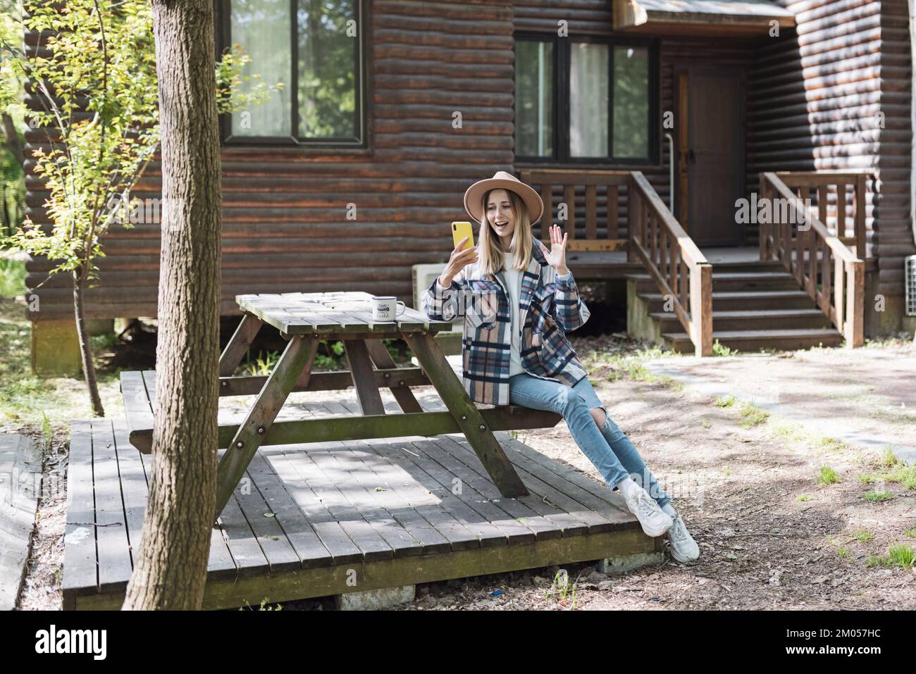 Young stylish caucasian woman 30-35 years old wearing casual clothing ...