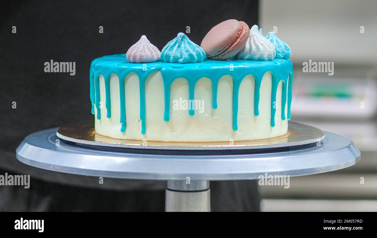 donuts meringue berries and sparkles topping on frosted icing drip ...