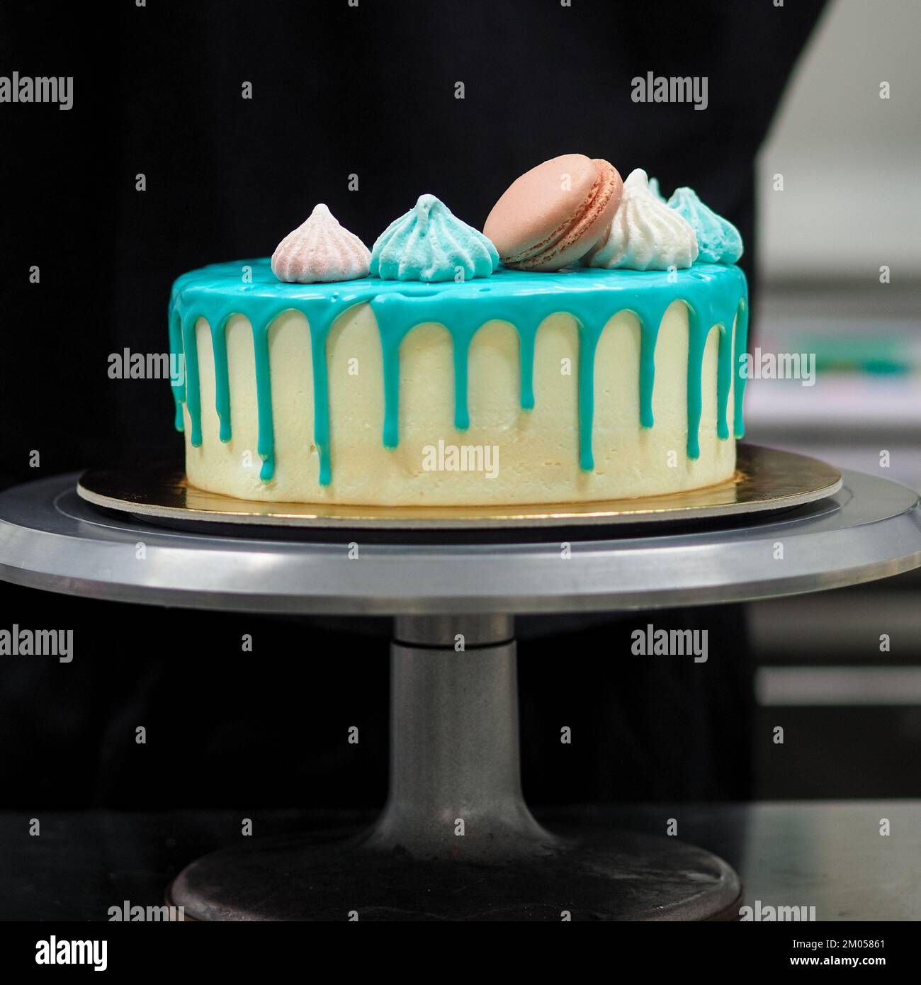 donuts meringue berries and sparkles topping on frosted icing drip ...