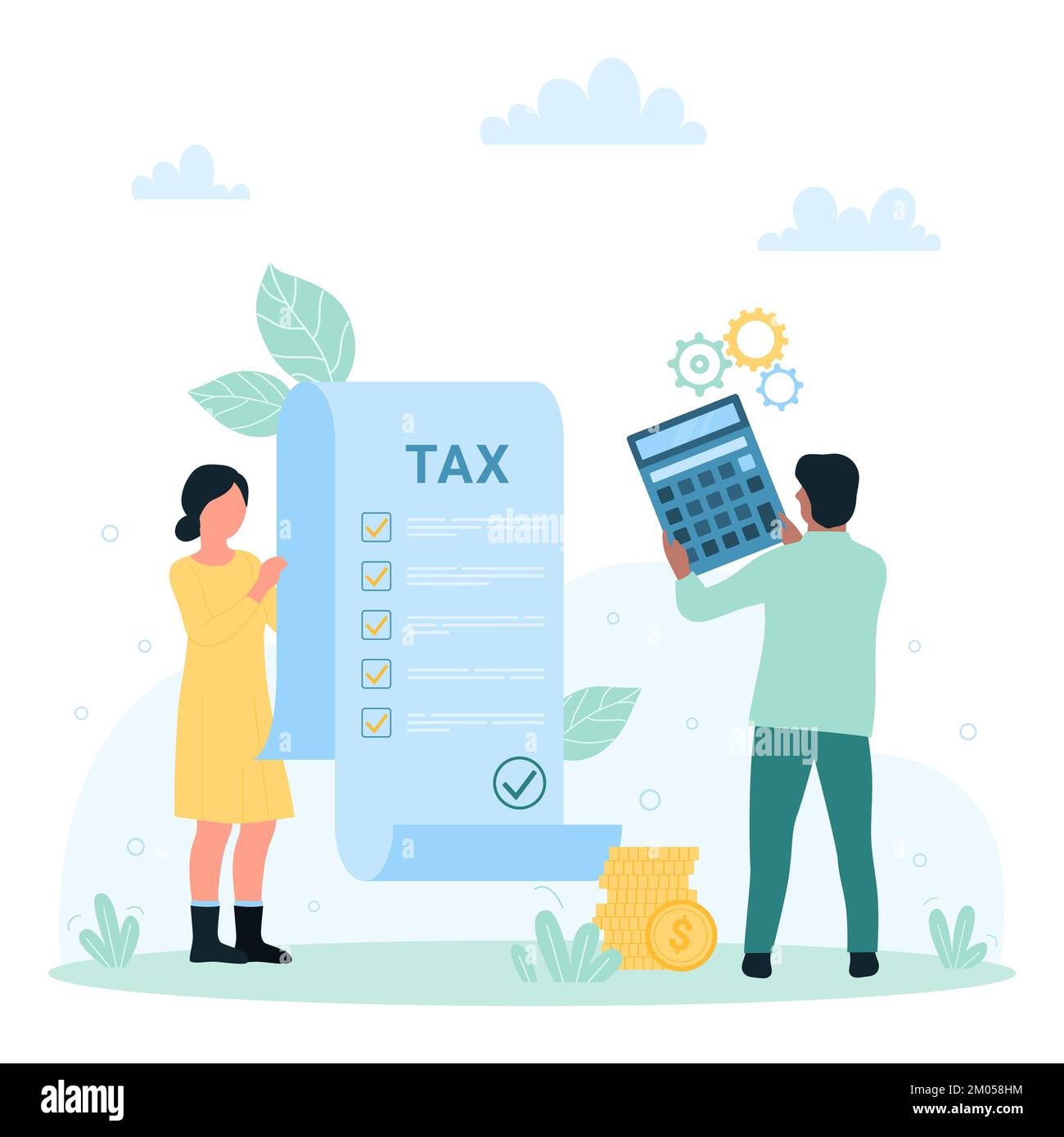 Taxation, finance analysis and paperwork vector illustration. Cartoon ...
