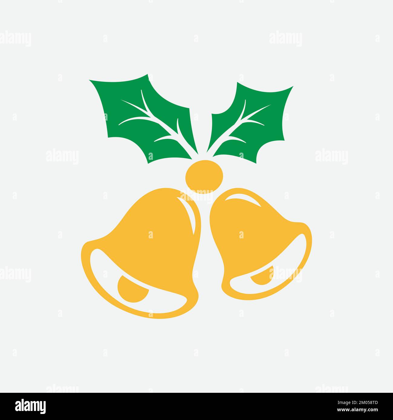 Golden Christmas bells with leaves. Christmas bell holiday decoration ...