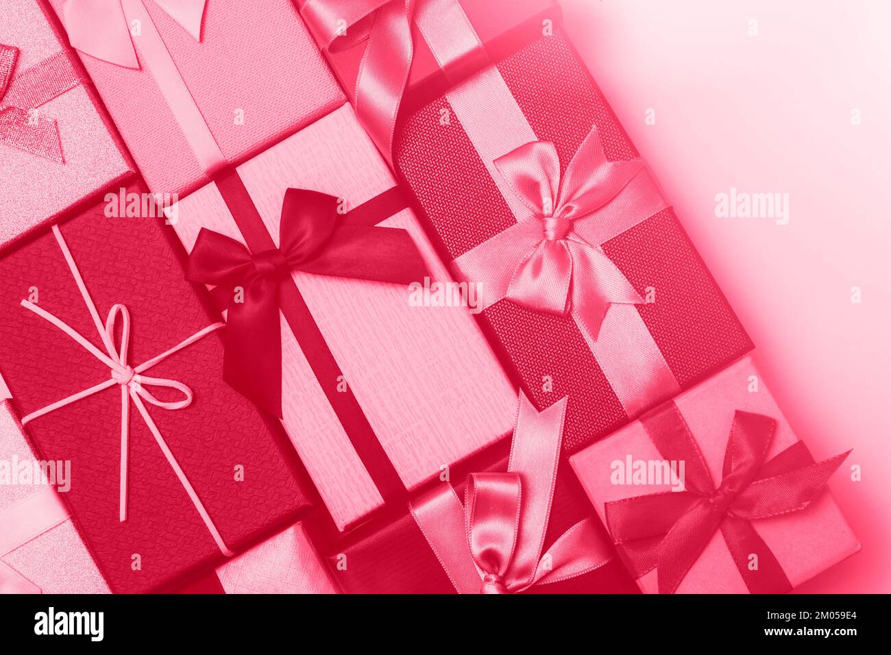Gift boxes on pink background. Birthday, Christmas or Valentines day ...
