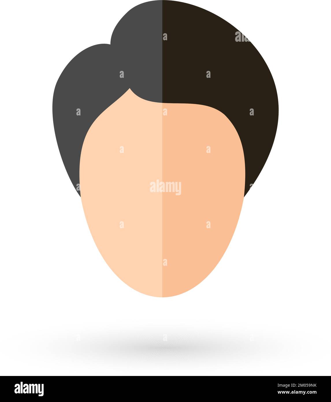Male Faceless Person Avatar Icon with Black Hairstyle. Isolated ...