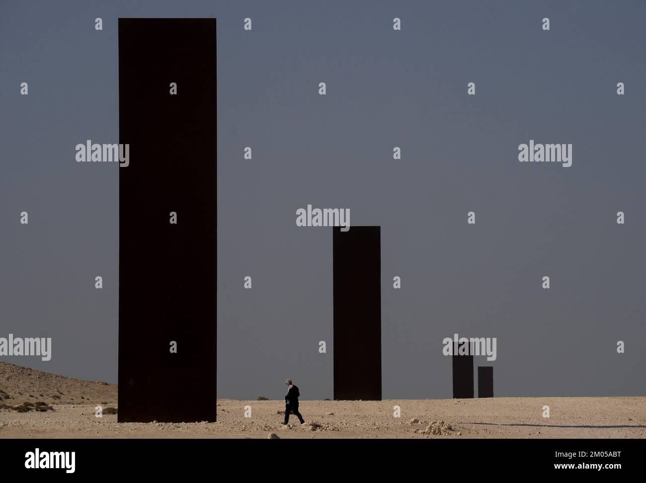 A man overlooks famous American artist Richard Serra's 'East-West/West ...