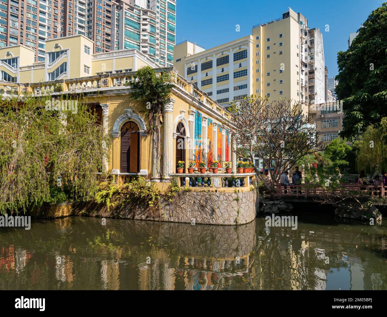 Macau, FEB 12 2013 - Sunny view of the main building of Lou Lim Ioc ...