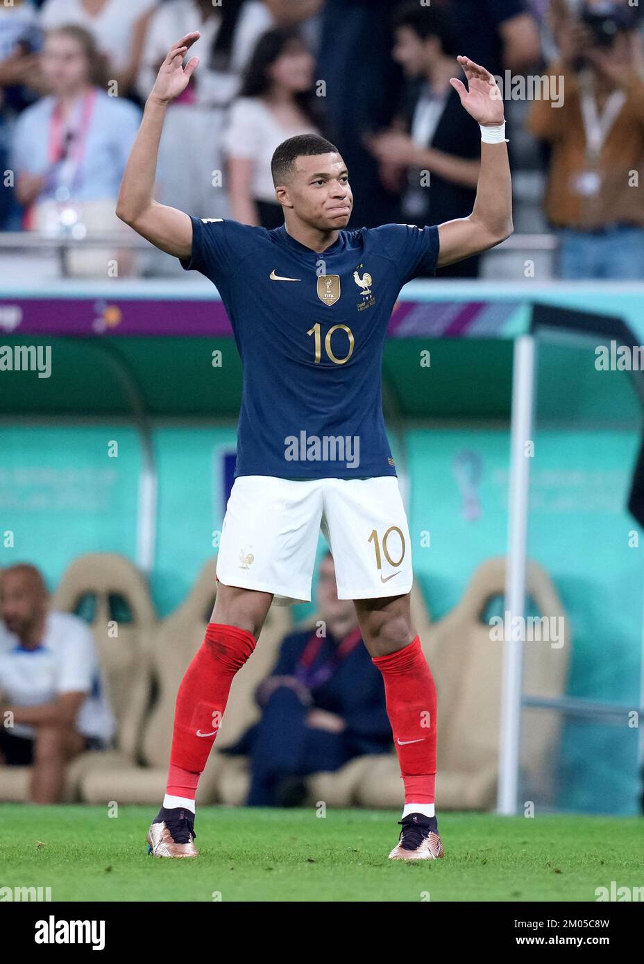 France’s Kylian Mbappe celebrates after scoring their sides second goal ...